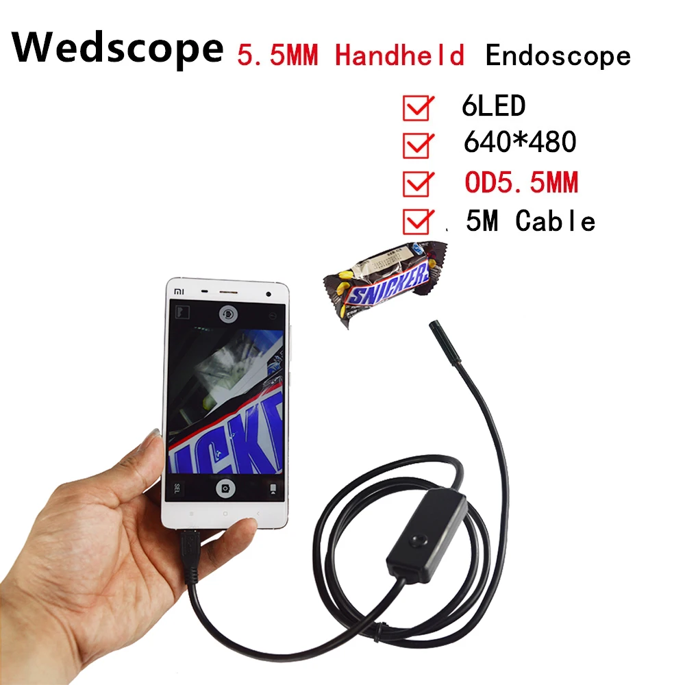 Wedscope 5.5MM 5M Borescope Mini Handheld Digital USB Endoscope ...