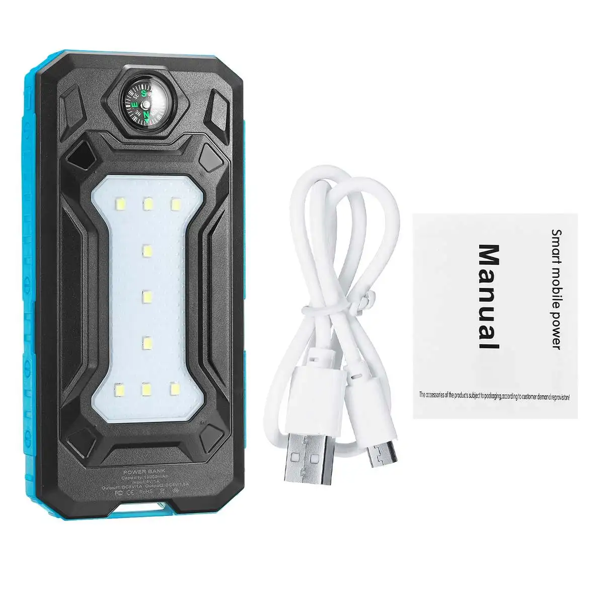 12000 мАч солнечная батарея портативная Внешняя батарея Аккумулятор на ...