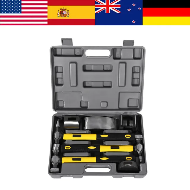 7 pcs Panel Beating Hammers Car Auto Body Panel Repair Tool Kit Handles ...