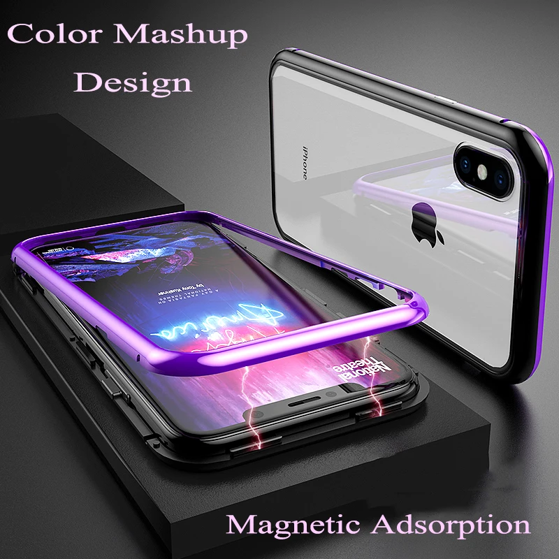 Magnetic Adsorption CNC Aluminum Metal Bumper Case Hybrid Transparent ...