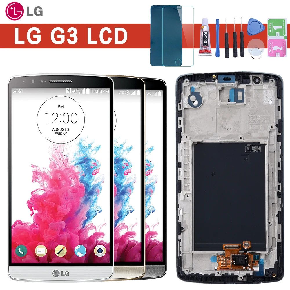 Pantalla de 5,5 "para LG G3 LCD, montaje de digitalizador con pantalla ...