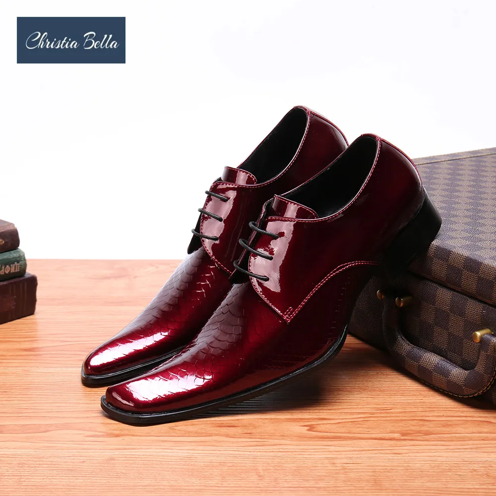 Christia Bella Fashion Simplicity Snake Skin Genuine Leather Men ...