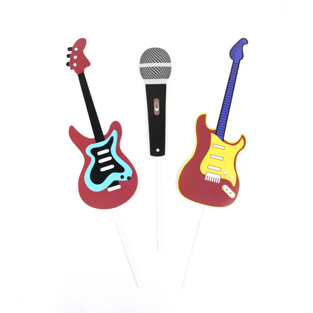 Pack of 18 Rock Photo Booth Props Star Party Decorations Concert Vibes ...
