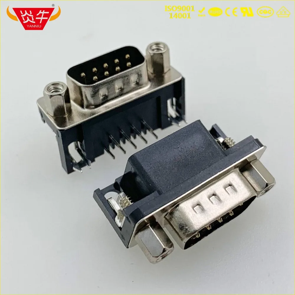 DR 9P rs232 소켓 dr9pin D SUB 시리즈 남성 직각 pcb 커넥터 접촉 부분 금도금 3au yannie|커넥터| - AliExpress