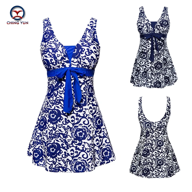 2019 Sexy Printing Bare Back Vest Skirt Swimwear Women One Piece Swimsuit Beachwear Bathing Suit