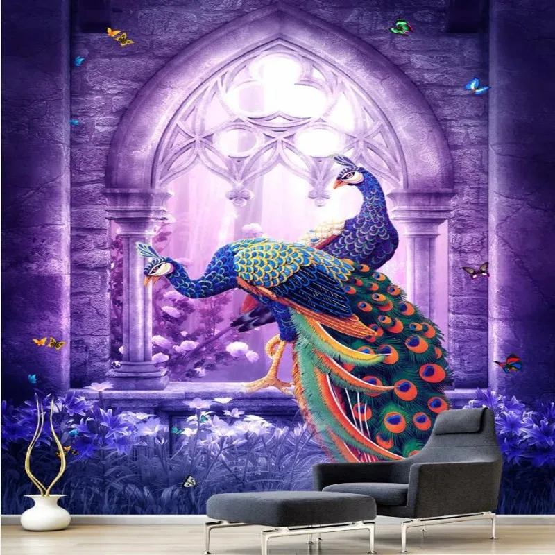 Purple Peacock Wallpaper Mural Photo