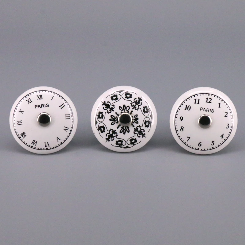 1x Vintage Style Clock Face Knobs Ceramic Kitchen Cabinet knobs ...