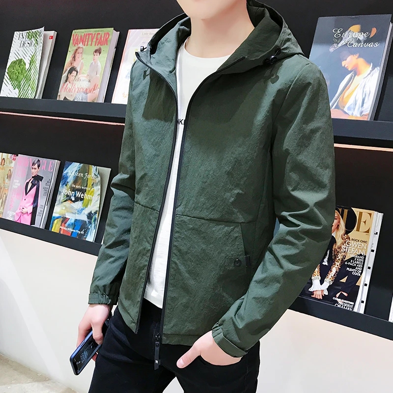 New Spring Autumn Bomber Hooded Jackets Men Casual Slim Fit Windbreaker ...