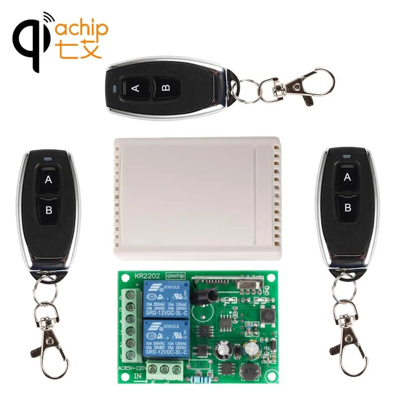 QIACHIP 433Mhz Universal Wireless Remote Control Switch AC 2CH Relay ...