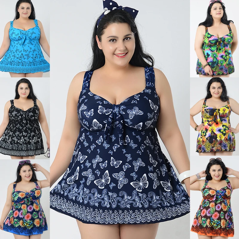 2015 New 6xl Plus Size Womens Ladies Swimwear Split Type Swimdress ...