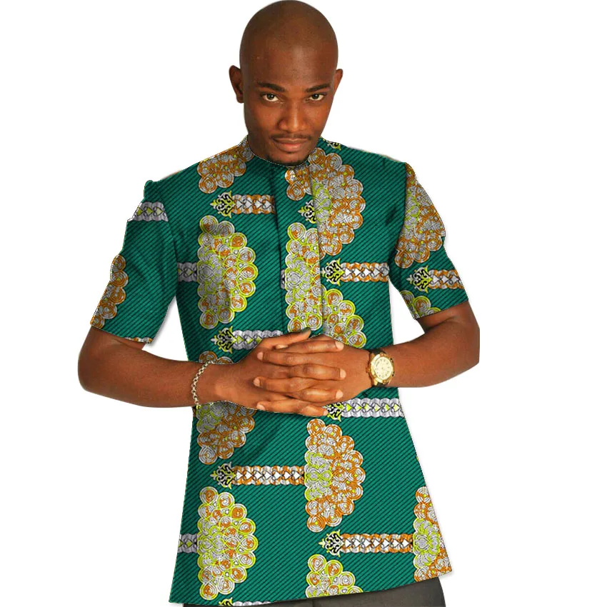 African Print Shirt For Men Short Sleeve Tops Dashiki Ankara Patterns O ...