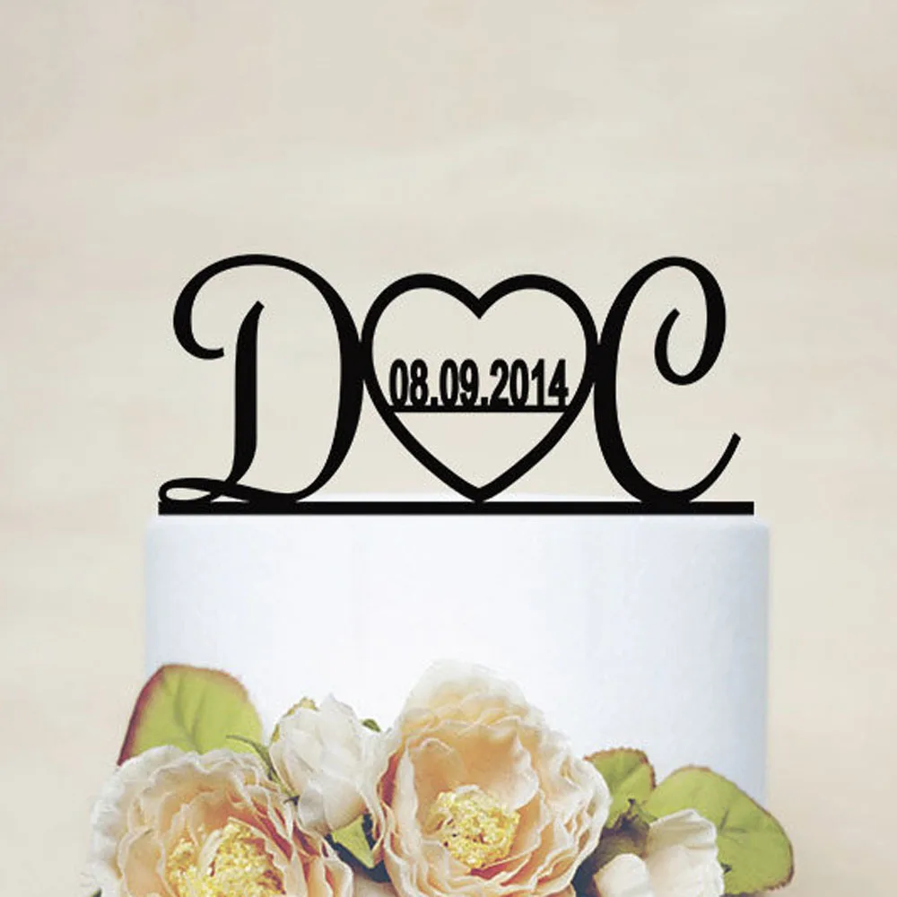 Topper de pastel con monograma, nombre de pareja, Topper de pastel de ...