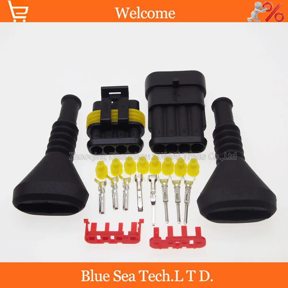 2 sets 4 Pin AMP 282106 1/282088 1 Auto HID Connectors+sheath(2 pcs ...