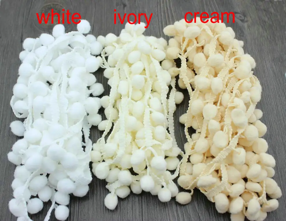 10-Yards-White-Ivory-Cream-color-Tiny-Pom-Pom-Trim-ball-size-1-5cm-Mini ...