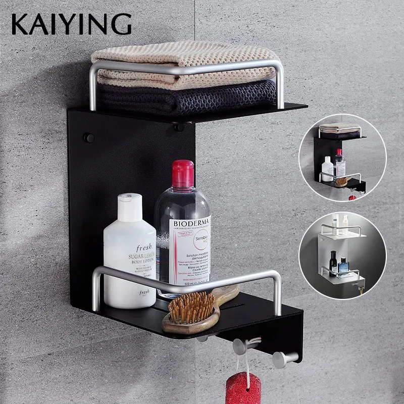 KAIYING Aluminum Bathroom Corner Shelf Basket Wall Mounted Cosmetic ...