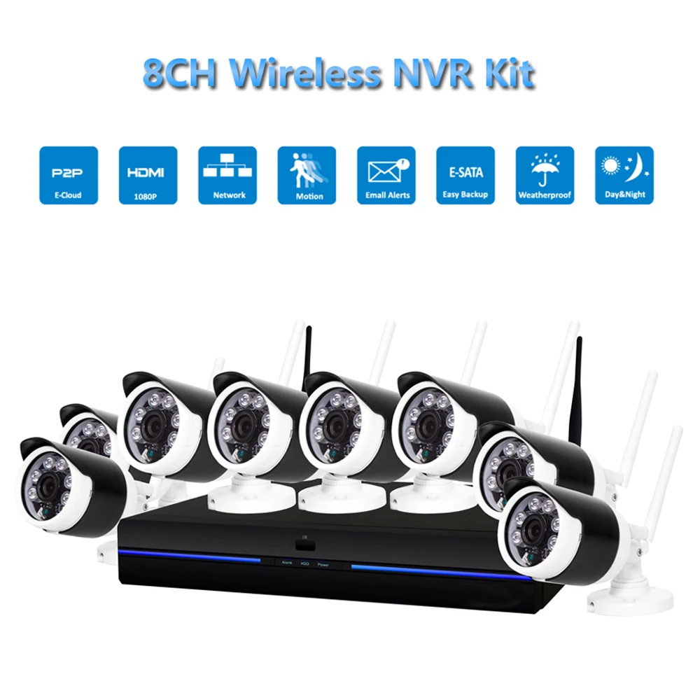 PUAroom 8CH IP камера Full HD 1080 P Беспроводной Камера ночного видения с H.264 сетевой ...