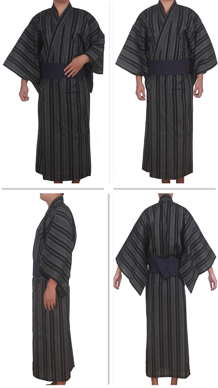 2021 Traditional Japanese Kimono Men Cotton Robe Yukata Men'S Bath Robe ...