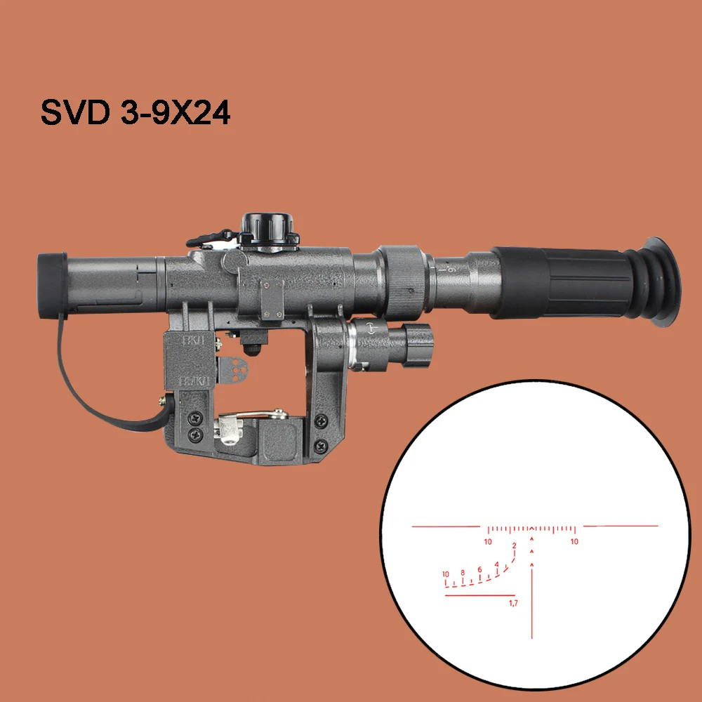 Dragunov SVD POS 3-9X24 Red Illuminated Hunting Riflescope Glass ...