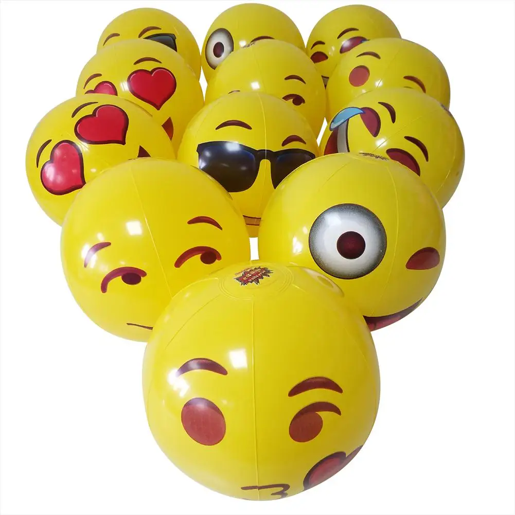 12 Inch Inflatable Beach Ball Smiley Face Expression Inflatable Emoji ...
