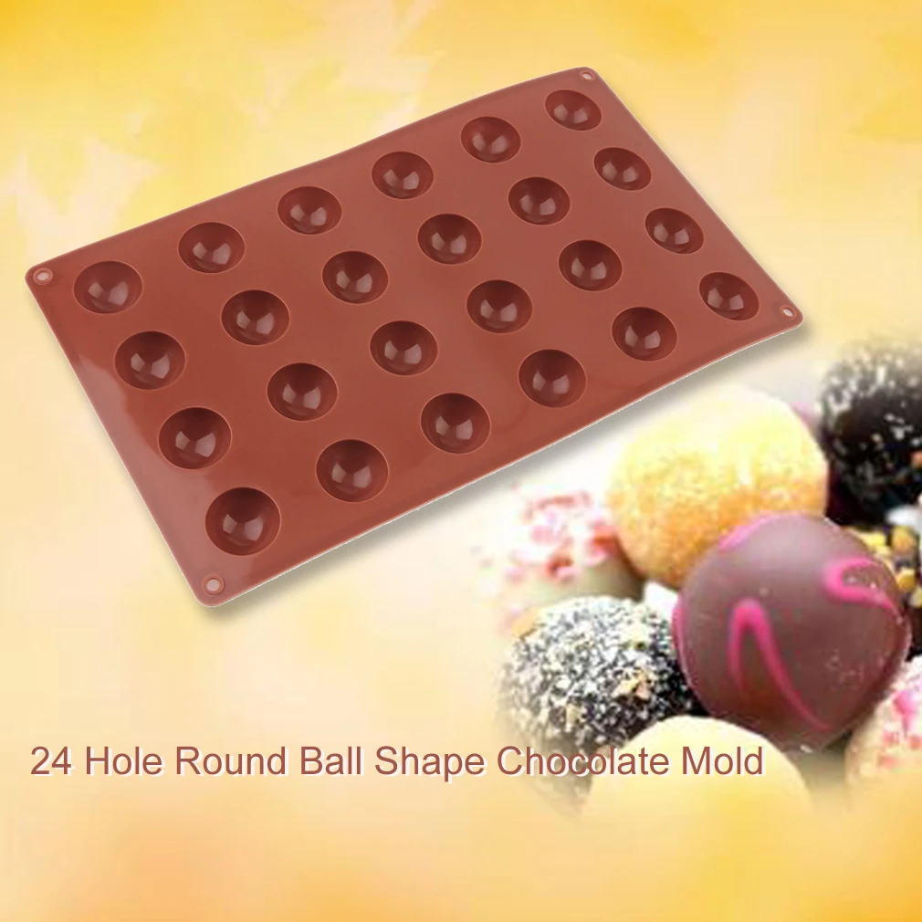 Professional 24 Hole Round Ball Shape Chocolate Mold Silicone Cake Mold ...