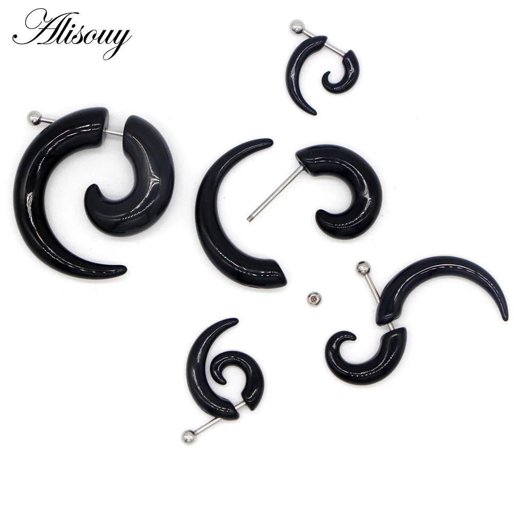 1 Pair Acrylic Fake Cheater Spiral Ear Taper Stretcher Expanders Gauge ...