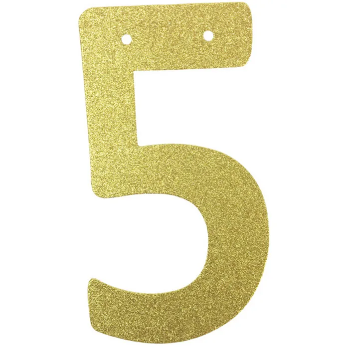 (1pc Only) 6 Inch Gold Glitter Number Banner Personalized Hanging ...