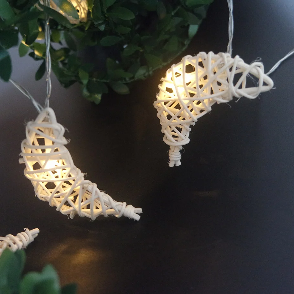 Natural Rattan Moon Light Led String 4M 20 Leds,Fairy Party Wedding ...