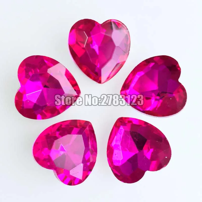 Factory Sales Aaa Glass Crystal Rose Red Heart Shape Pointback ...