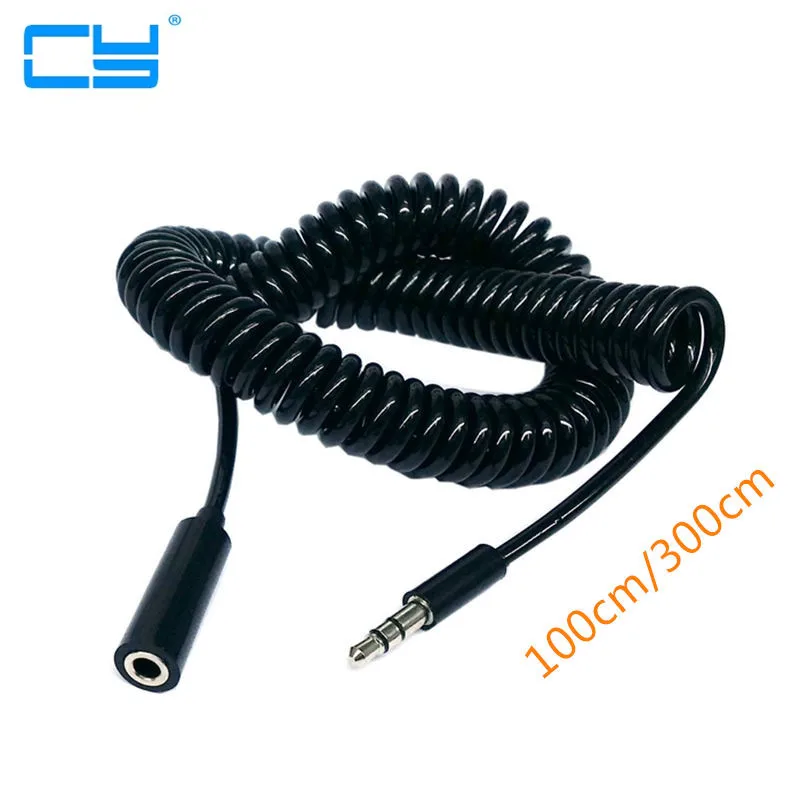 1m 100cm 3m 300cm Stretch Audio 3.5mm 3 Poles Stereo Headphone Male To ...
