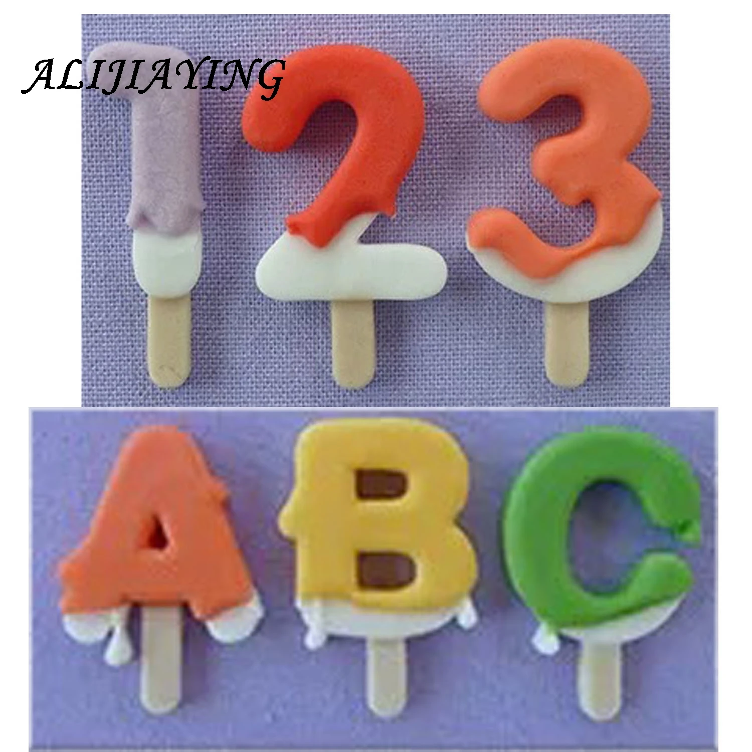 DIY Ice cream shape lollipop mold alphabet silicone cake mold letter ...