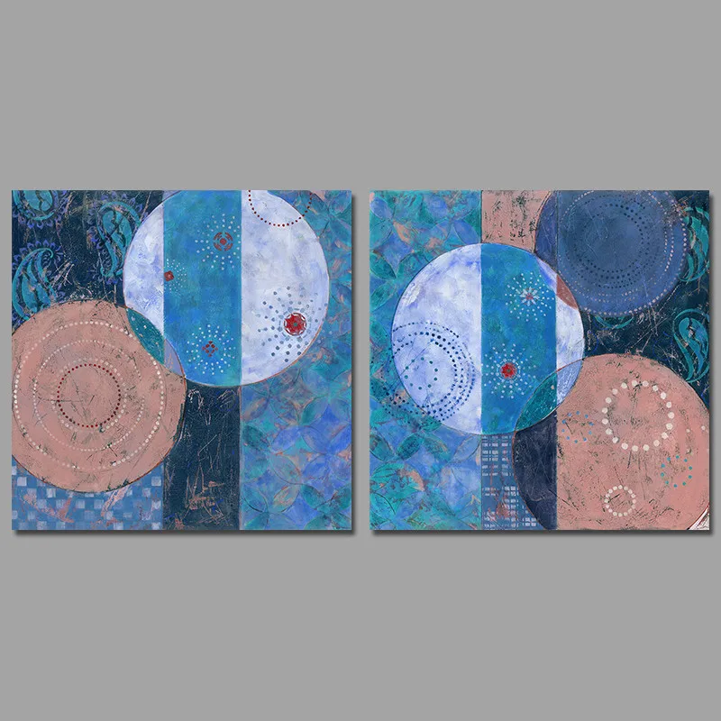 2PCS/SET Colorful Abstract Round Patterns Decoration Wall Art Picture ...
