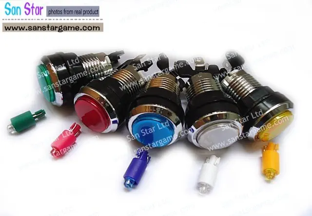 20 pcs Arcade button of Silver Plated Illuminated Push Button for ...