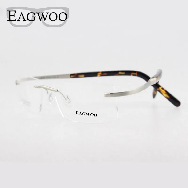 Eagwoo Titanium Eyeglasses Rimless Optical Frame Prescription Spectacle Flexiable Glasses Non