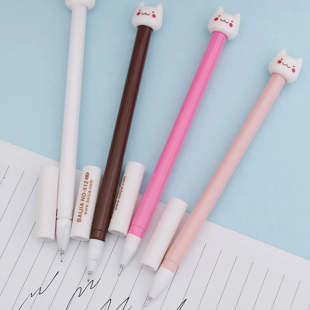0.5mm Cute Kawaii Plastic Ink Gel Pen Cartoon Cat Pens Ballpoint Pens ...