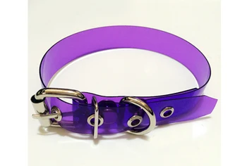 100% Handcrafted Belt Buckle Choker Plain PVC Vinyl Transparent Collar ...
