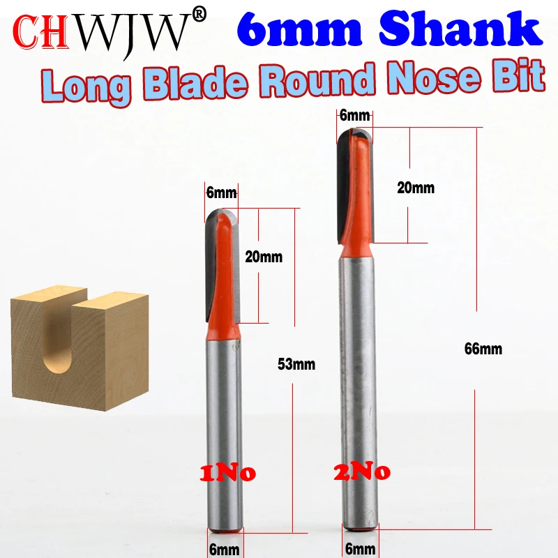 1PC 6mm Shank CNC carbide end mill tool Long Blade Round Nose Bit Core ...