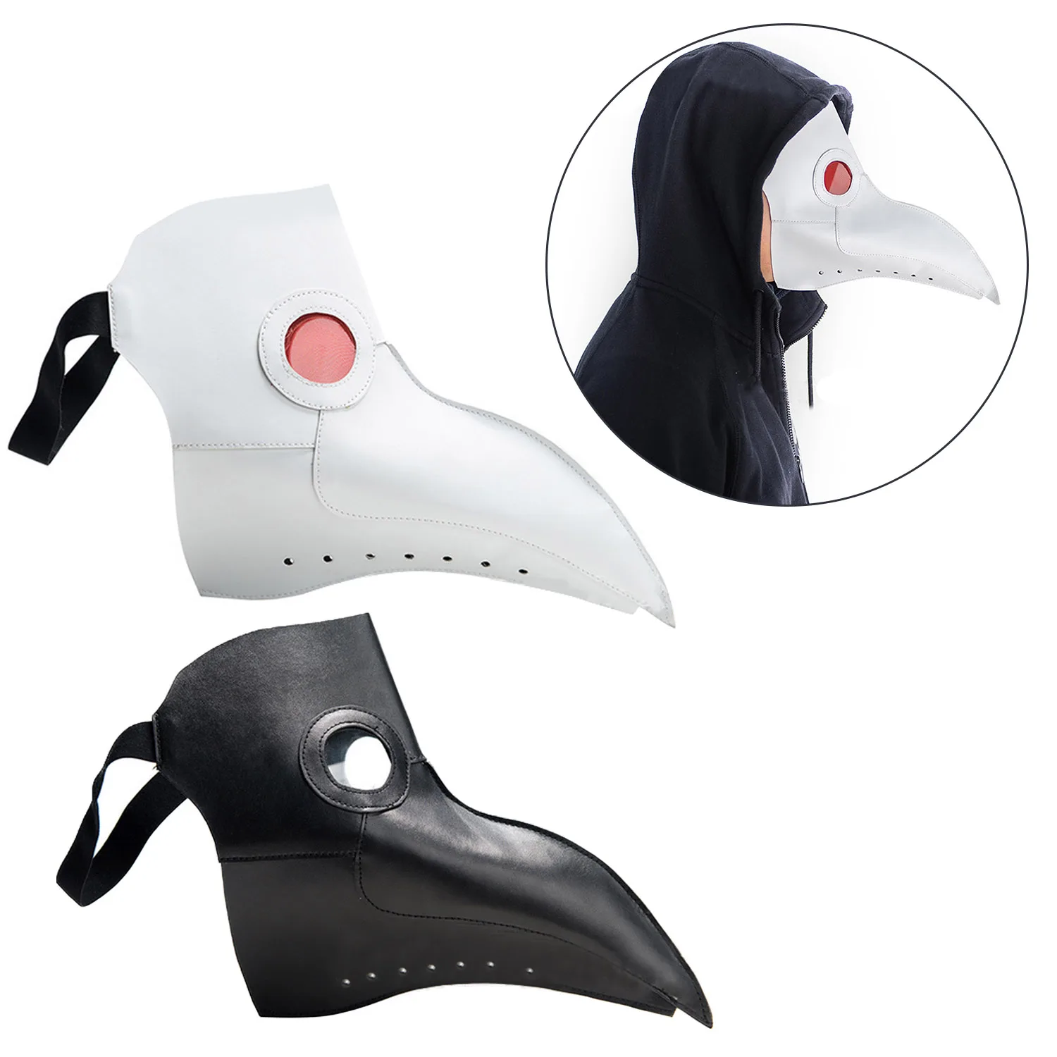 Besegad Plague Doctor Mask Bird Beak Pu Leather Mask Beak Doctor Long