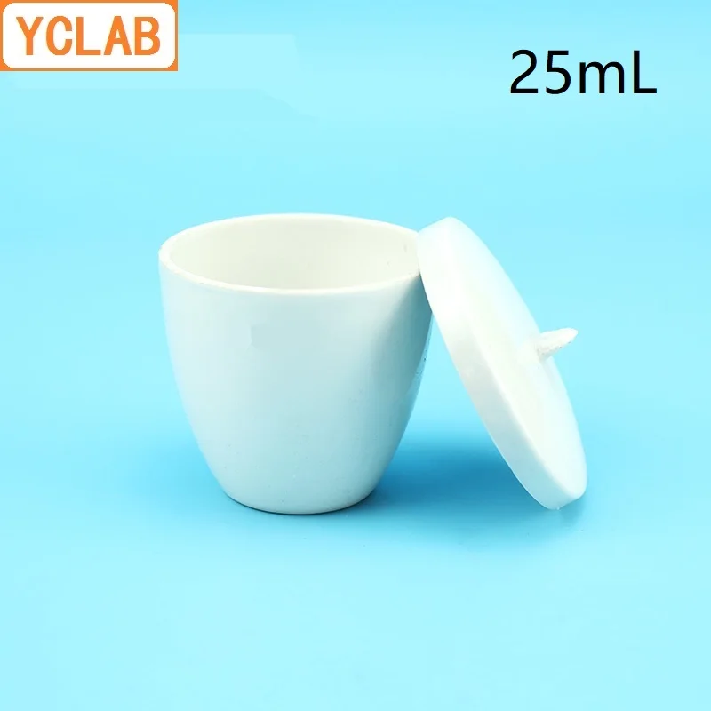 YCLAB-25mL-Ceramic-Crucible-Medium-Wall-with-Lid-Pottery-Porcelain-Crockery-Earthen-Laboratory ...