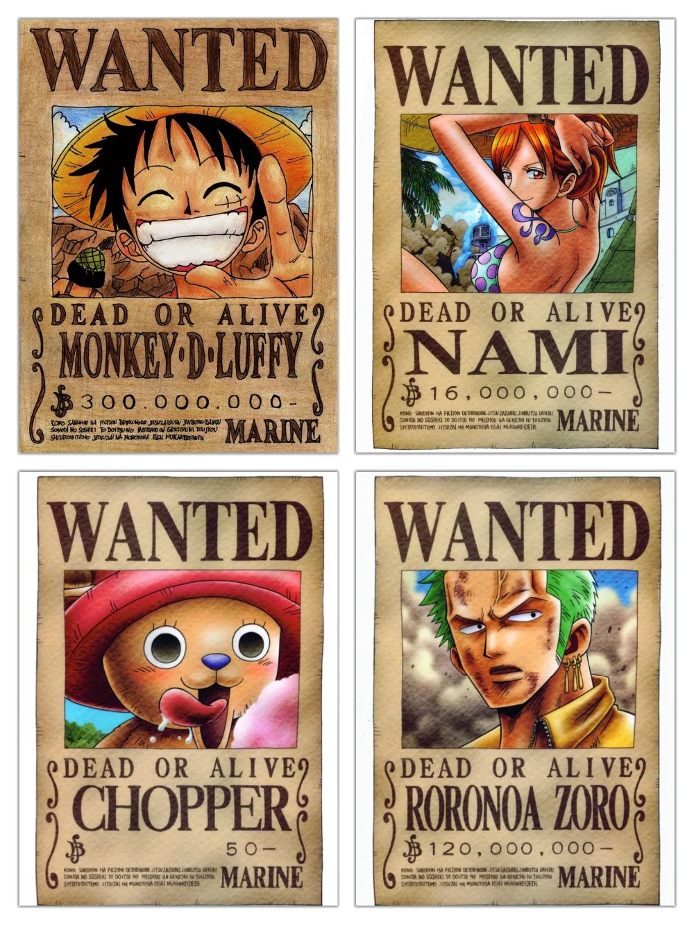 1 pc One Piece Manga Zoro Luffy Nami wanted Chopper plaques Tin Plates ...