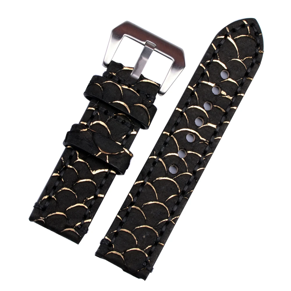 Handmade High Quality Genuine Fish Leather Watchband 24mm With High ...