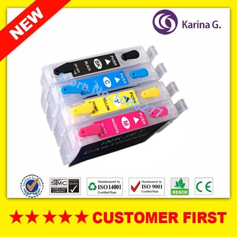 印刷用の詰め替え可能なインクカートリッジ,4個,t0551,t0552,t0553,t0554,epsonプリンター用rx420 rx425 ...