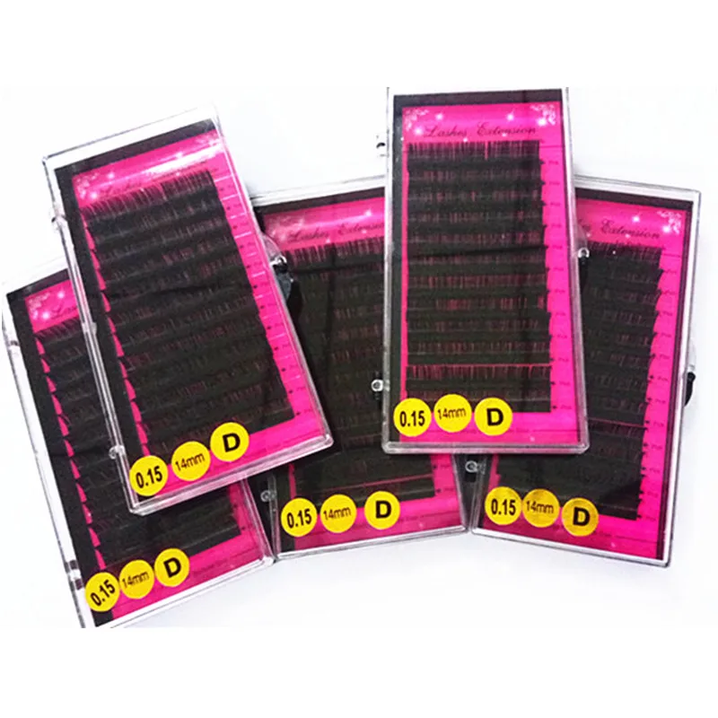 (5pics/lot)Silk eyelashes extension all curls 0.15mm handmake Fake ...