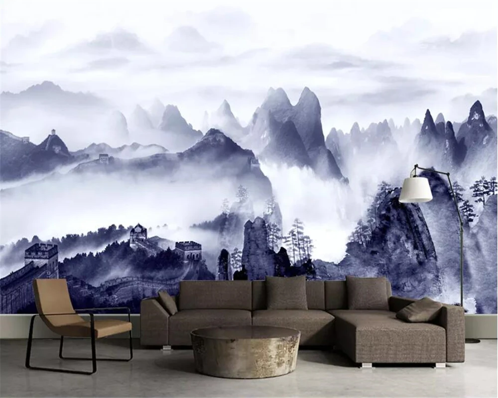Beibehang วอลล์เปเปอร์ที่กำหนดเอง 3d ภาพจิตรกรรมฝาผนัง Alpine เมฆ Wanli