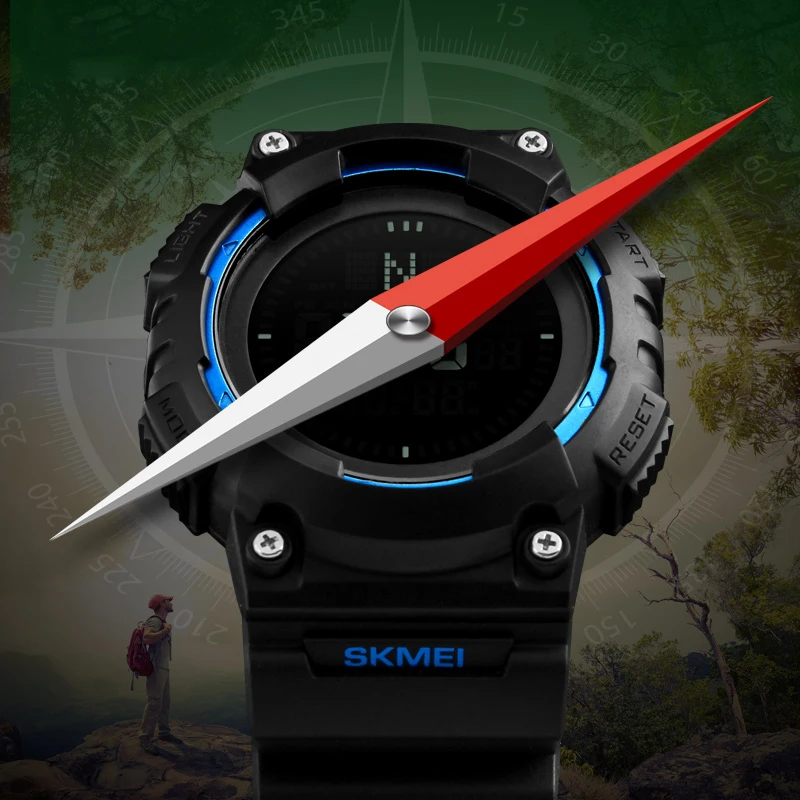 5 ATM Water Resistant Digital Compass Sports Watch With Calendar World ...
