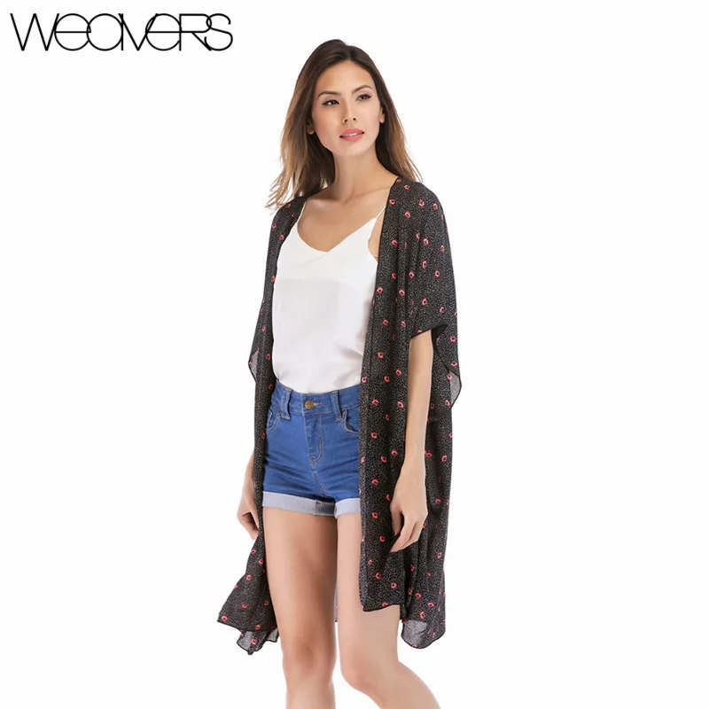 Blouse Summer Casual Long Chiffon Floral Kimonos Femme Ropa Boho