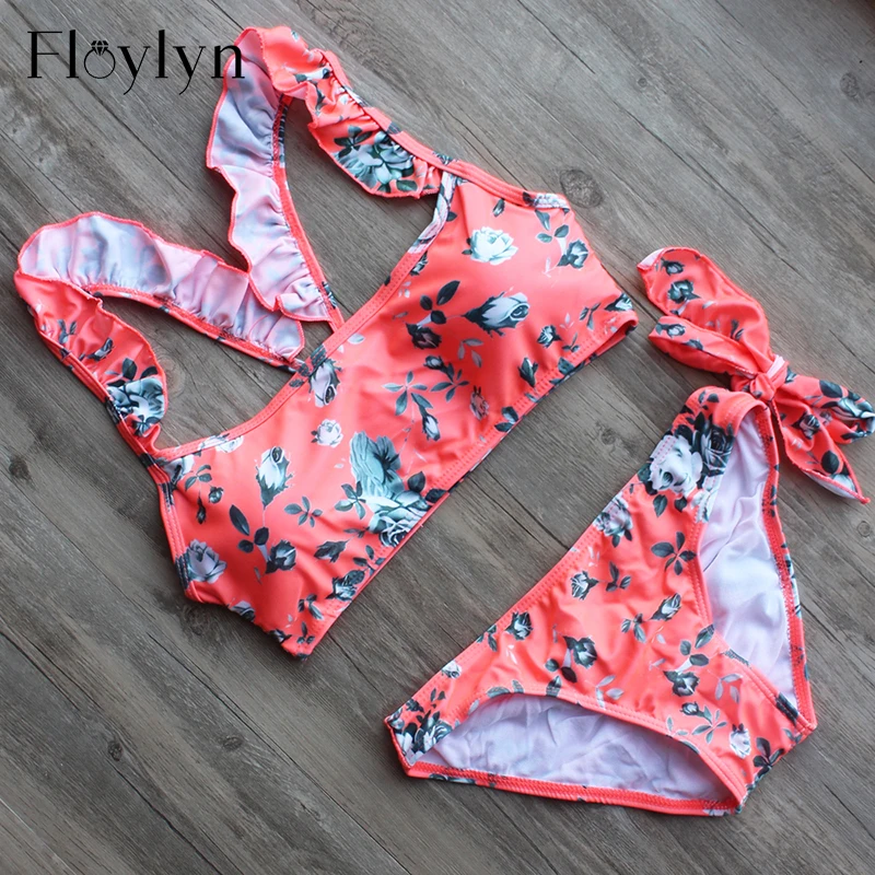 Floylyn Women Push Up Brazilian Swimsuits Sexy Tassel Fringe Strap