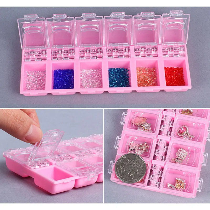 4 Colors Nail Storage Case Organizer Clear Plastic Empty Box Nail Art ...