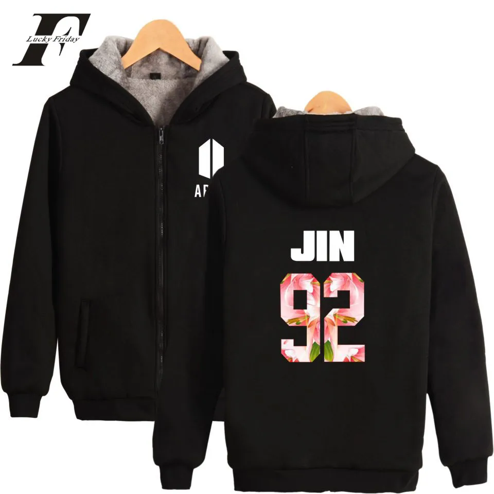LUCKYFRIDAYF BTS ARMY Kpop Hoodies Warm Thicker Fluff Winter Coats ...