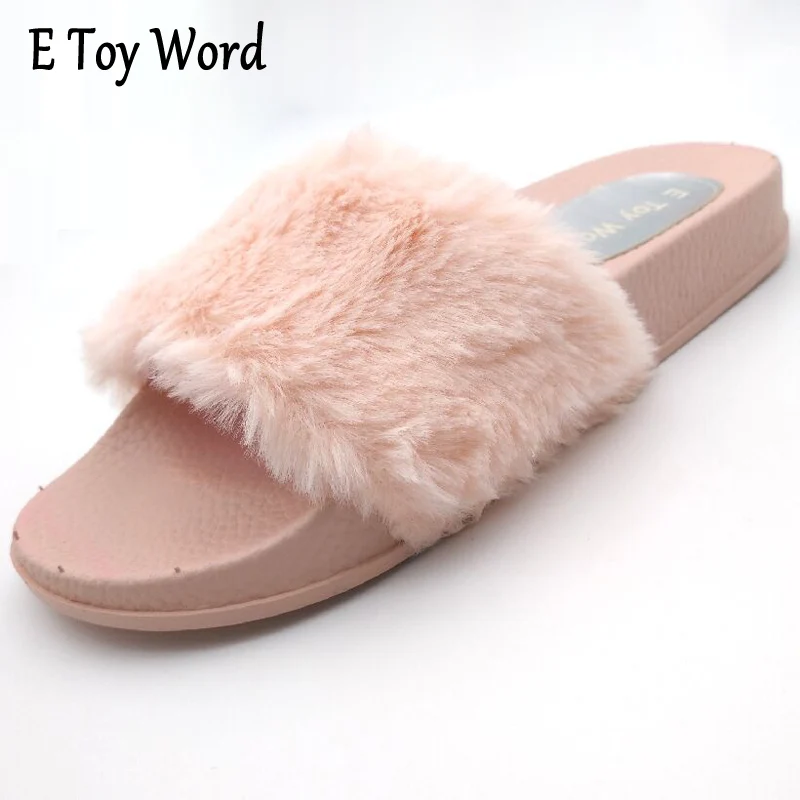 ⑥4 Colors New Style Women Women Fur Slippers Sandals 2017 ᗑ Autumn