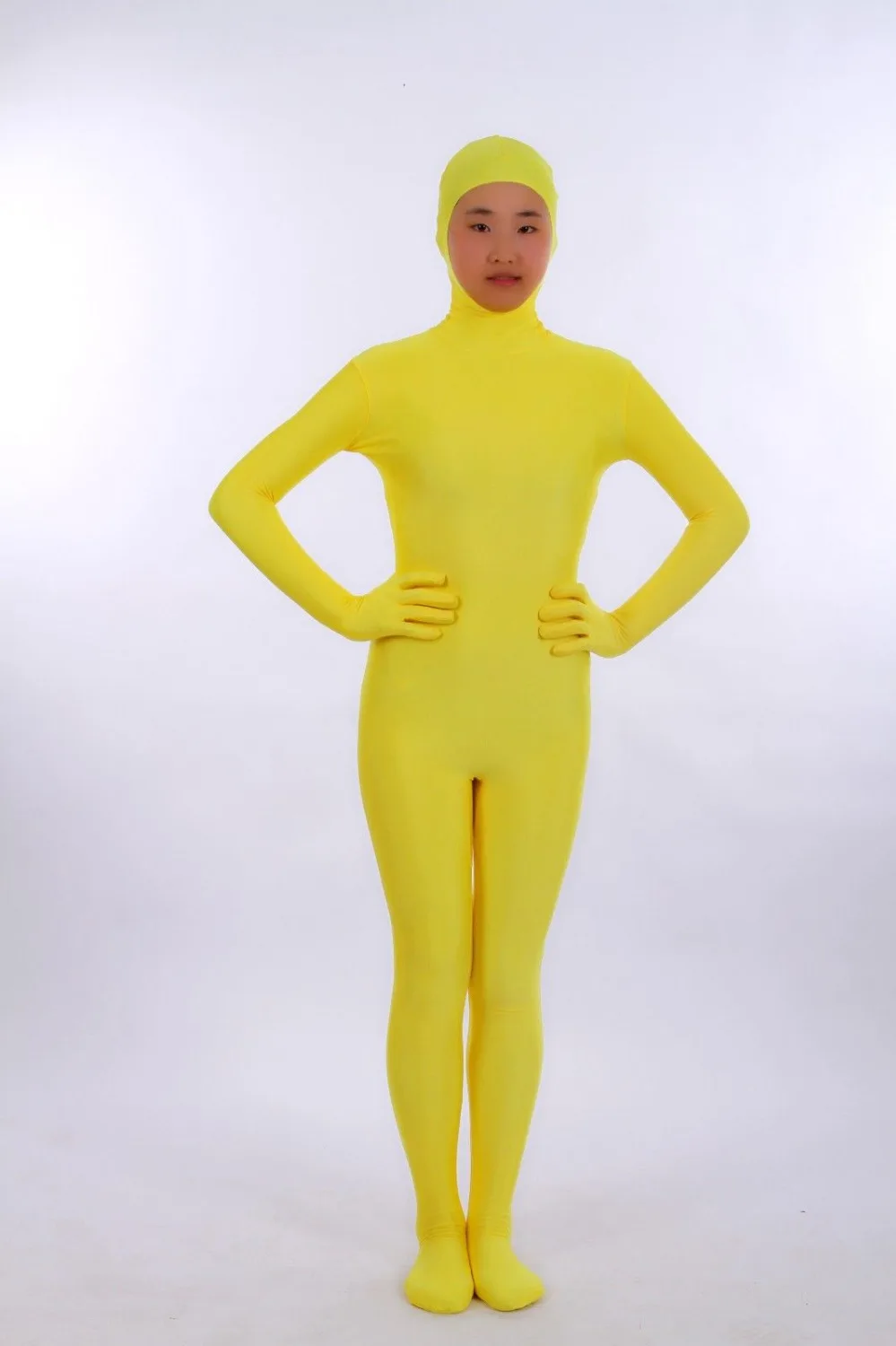 Kid Adult Yellow Open Face Faceless Face Bare Unisex Spandex Bright 2nd ...